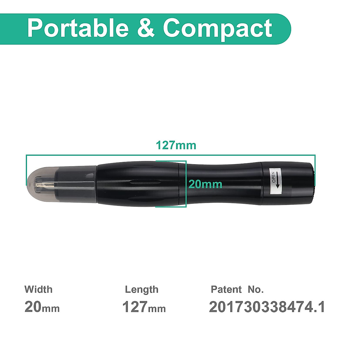WZYAFU Ear and Nose Hair Trimmer Professional Painless Eyebrow & Facial Hair Trimmer for Men Women, Battery-Operated Trimmer with Waterproof, Dual Edge Blades for Easy Cleansing Black