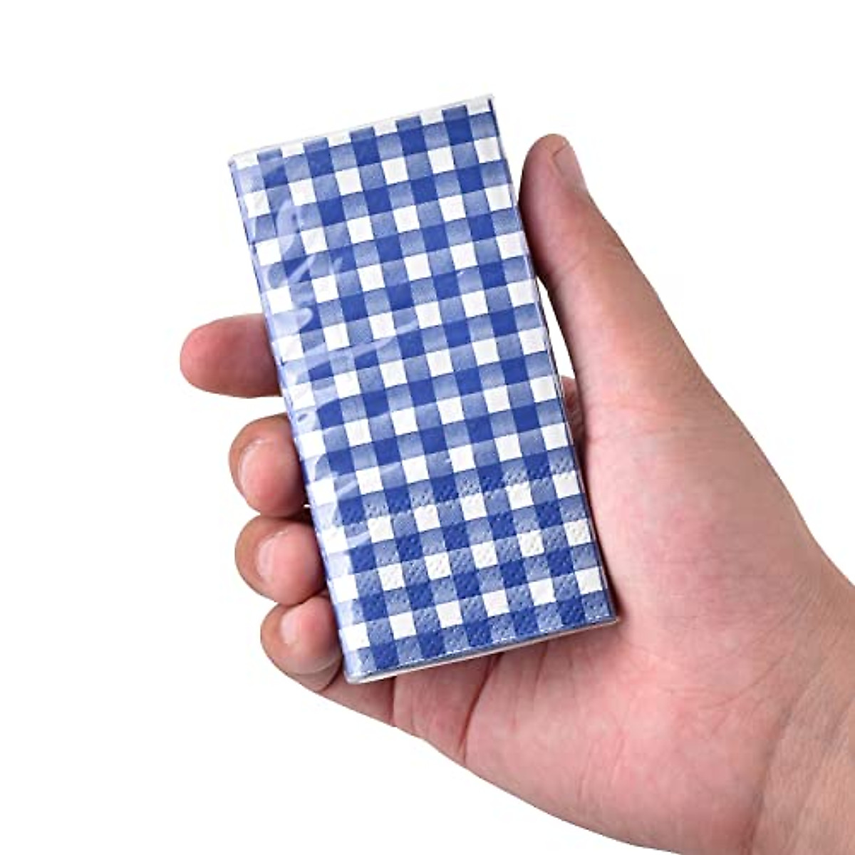 Blue Gingham Plaid Pocket Pack, Plaid Facial Tissue, 8 Pack