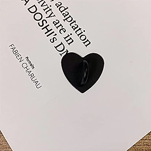 Adhesive Metal Heart Finger Ring Metal Phone Keychain Hooks, Phone Stand Holder Buckle Charms Clasp Accessories(Black)