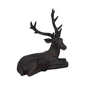 Sagebrook Home 11222 Resting Deer Figurine, 6" x 12.5" x 13.75", Rust