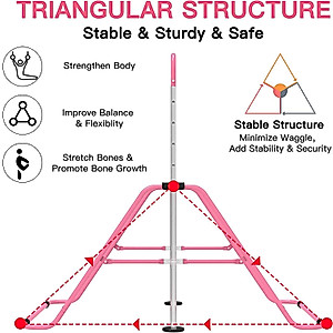 EVERYMILE Gymnastics Bars for Home, Adjustable Height Folding Horizontal Bars, Junior Training Kip Bar Expandable Gym Equipment, Monkey Bar with Gymnastics Rings for Kids Gifts