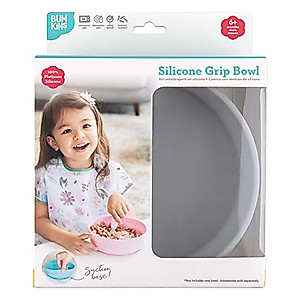 Bumkins Baby Bowl, Baby Led Weaning, Silicone, Non Skid Sticky Bottom, Supplies for Children Ages 6 Months Up, Gray