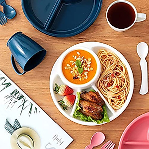 Cabilock Divided Serving Dishes Kids Toddlers Baby Tray Diet Food Control Camping Dishes Compact Serving Platter Dinner Snack Compartment Plate (White)