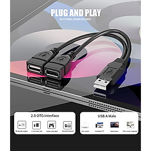 Eanetf USB Cable, 2-Port USB 2.0 Male to Female Splitter, High-Speed Charging & Data Transfer for Laptop, Car, Mac, TV, PC, Xbox, HDD