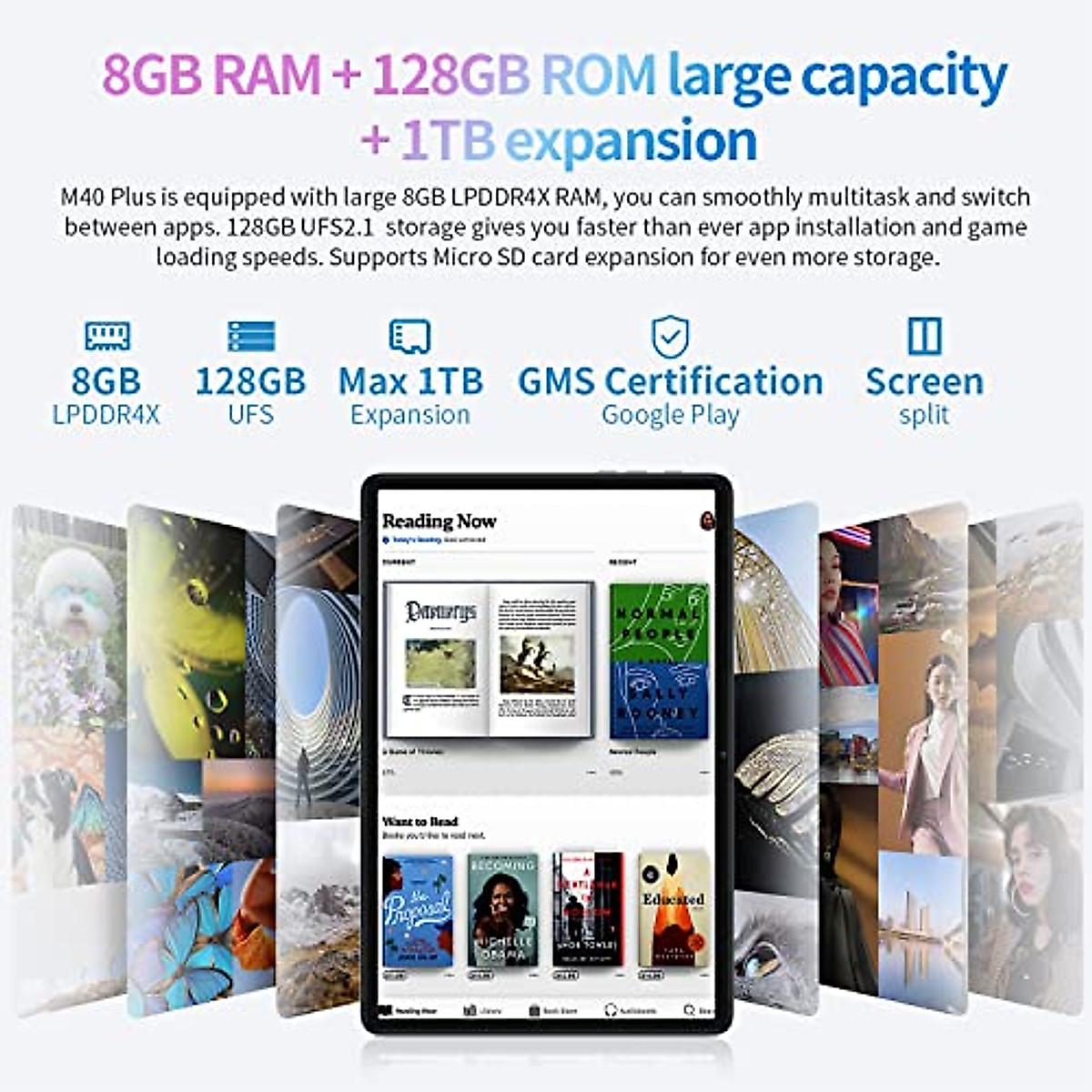 TECLAST Android 12 Tablet 10 inch Tablets, M40Plus 8GB+128GB Tablet, 1TB Expand 8 Core Android Tablet, 2.4G/5G WiFi, 1920*1200 IPS, 7000mAh Fast Charge, Bluetooth 5.0, GPS, Dual Camera, Parent control