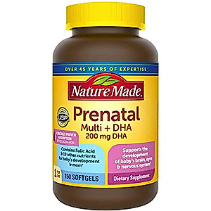 Nature Made Prenatal + Dha 200 mg Dietary Supplement (Netcount 150 Soft Gels), 150Count ()