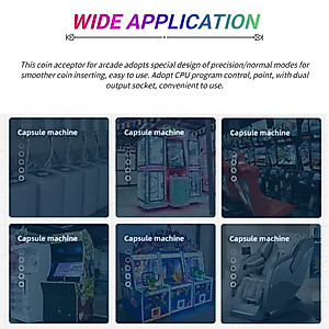 Yunseity Coin Acceptor, CPU Multi Coins Acceptor Selector with LED Indicator, Game Coin Slot Acceptor Coin Acceptor for Arcade Game Vending Machine