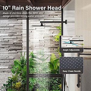 Gabrylly Shower System, Black Shower Faucet Set with 10" Rain Shower head and Handle Set, All Metal Shower Heads with Handheld Spray Combo, Wall Mounted Shower Fixtures with Shower Valve, Matte Black