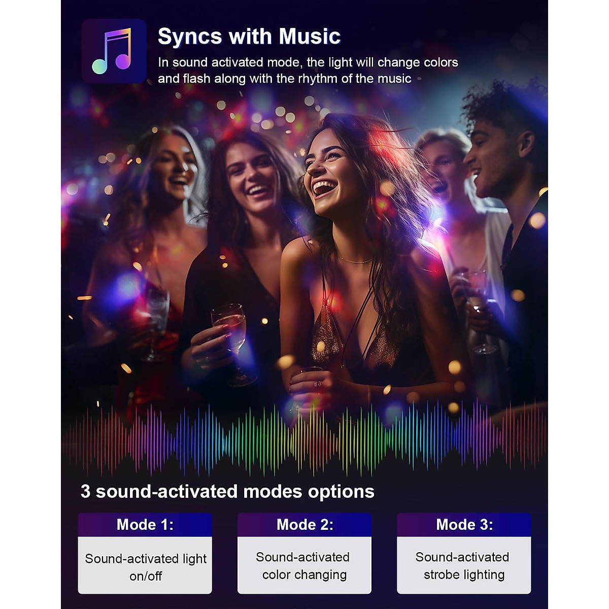 [2-Pack] Sound Activated Party Lights with Remote Control Dj Lighting, RGB Disco Ball Light, Strobe Lamp 7 Modes Stage Par Light for Home Room Dance Parties Bar Karaoke Christmas Wedding Show Club