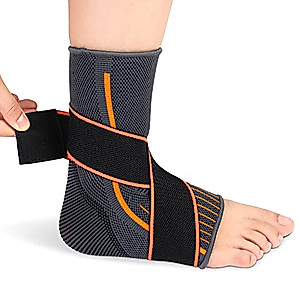 Ankle Support Brace, Breathable Plantar Fasciitis Sock with Arch Support Compression Ankle Brace Sleeve Elastic Foot Strap Guard Foot Brace for Sprained Ankle, Heel Pain Sports(Men's One Size (L))