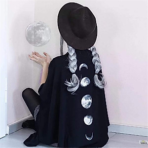 Women's Gothic Capes Coat with Earth and Moon Print Batwing Duplex Shawl Summer Light Sun Protection Outwear