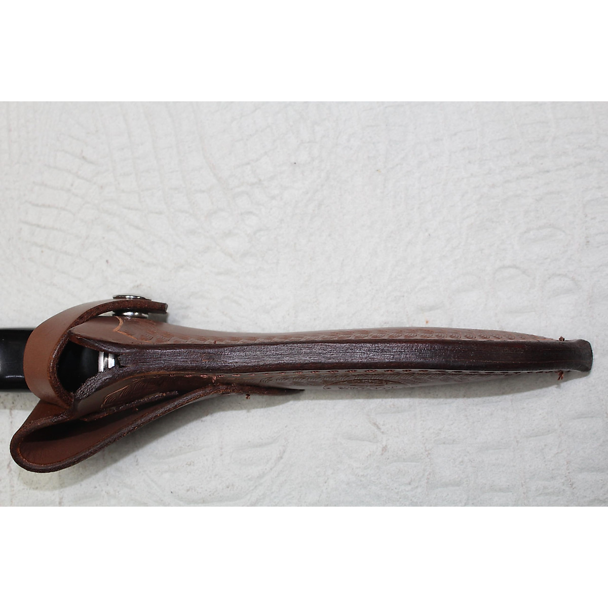 CARL THOMAS LEATHERS. Custom Leather Knife Sheath Made to Fits Buck 119 Knife, Fixed Blade Knife Holder, Light Brown, Sheath Only