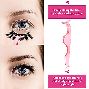 24 Pieces Plastic Eyelash Extension Tweezers False Eyelash Applicator Tool Eyelash Auxiliary Clip and 100 Pieces Eyelash Brush Mascara Wands Applicator for Eyelash Application (Pink)