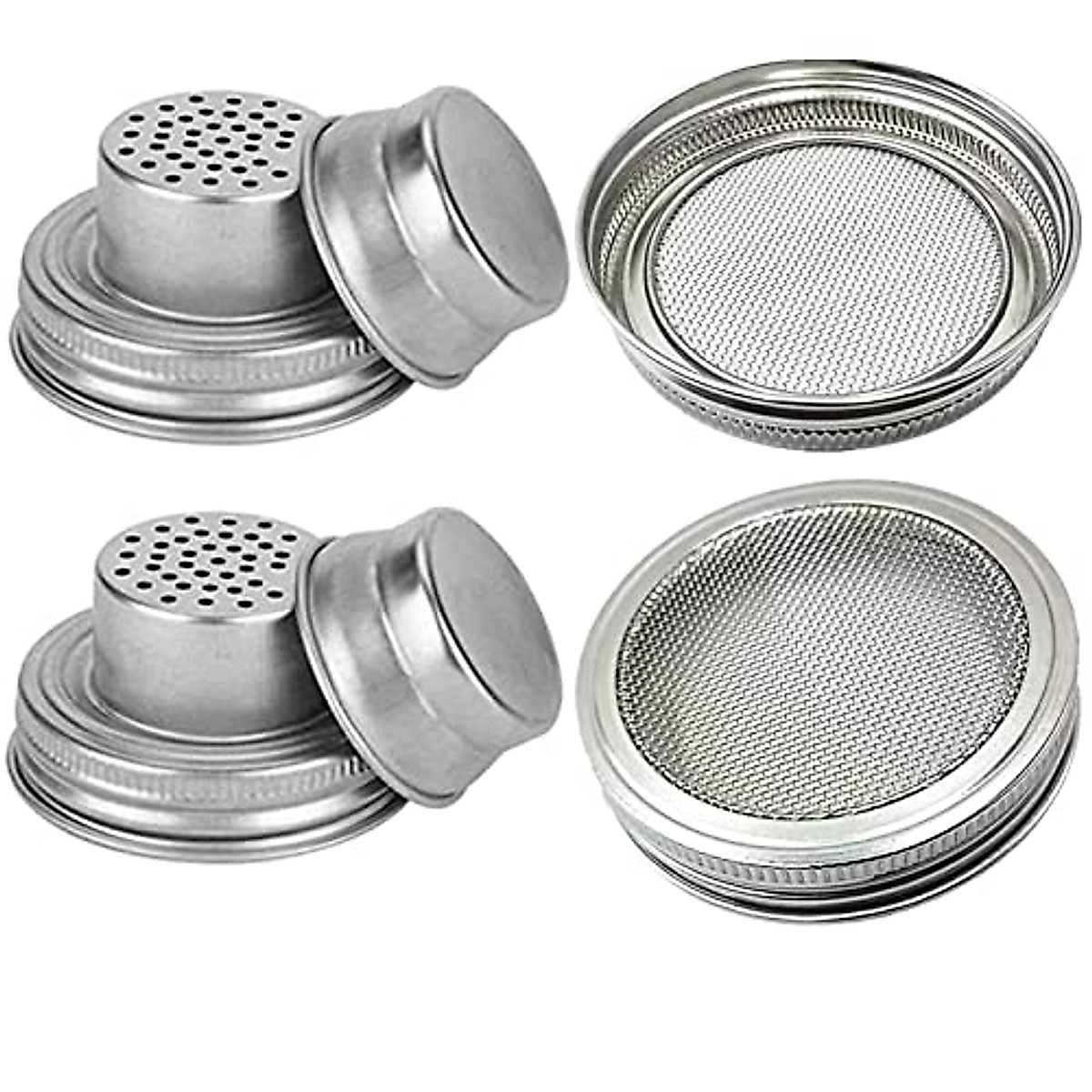 Mason Jar Regular Mouth Shaker Lids 316 Stainless Steel Wide Mouth Sprouting Lids Screen Mesh Strainer Lid for Salad Sprouts Alfalfa Broccoli Seeds Sprouter Kit