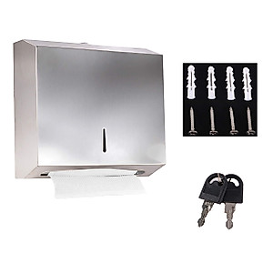 PENGKE Wall Comercial Industrial Paper Towel Dispenser,304 Grade Stainless Steel with Lock Design 250 C-Fold Capacity/300 Multi-Fold Capacity