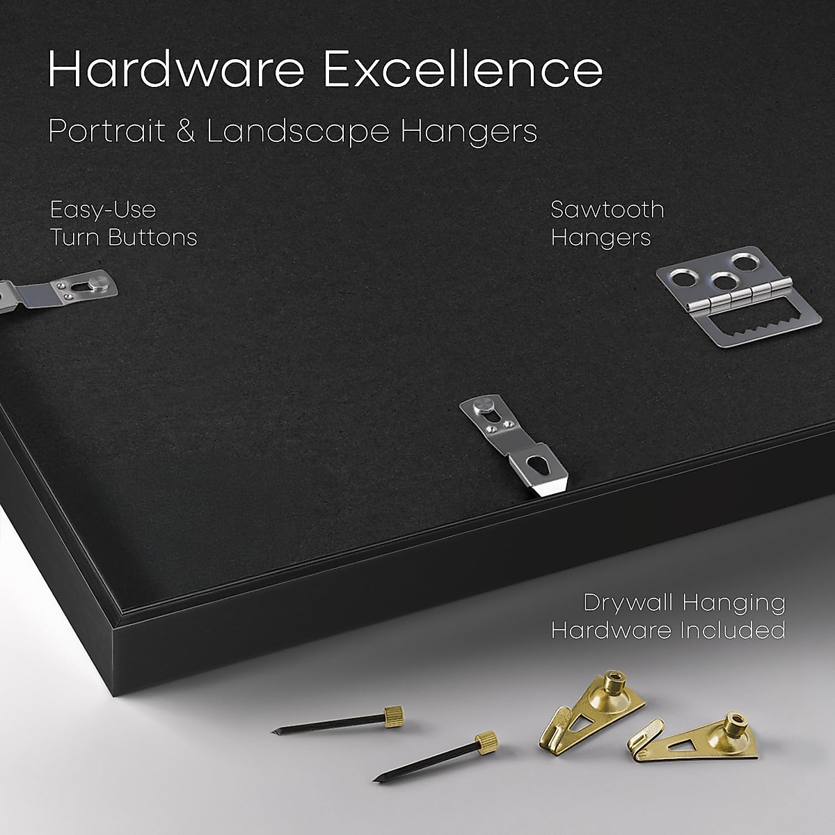 Homeforia 8x10 Black Picture Frame, High-End Metal 8 x 10 Frames for Wall or Tabletop, Black Photo Frame with Mat for 5x7, Tempered Glass, Wall Kit, Set of 1