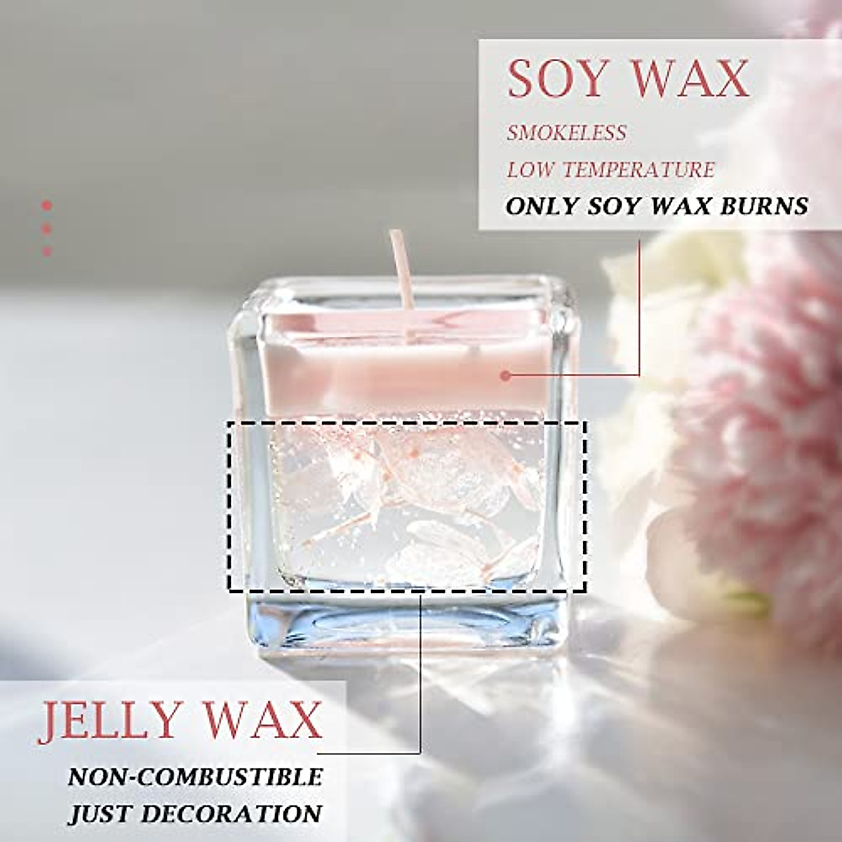 Scented Candle with Dry Flower Inside, Pink Candles Gifts for Women Birthday Mother's Day Anniversary Valentine's Day, Natural Soy Candle Decorative Candles for Home Scented Home Decoration, Non-Toxic