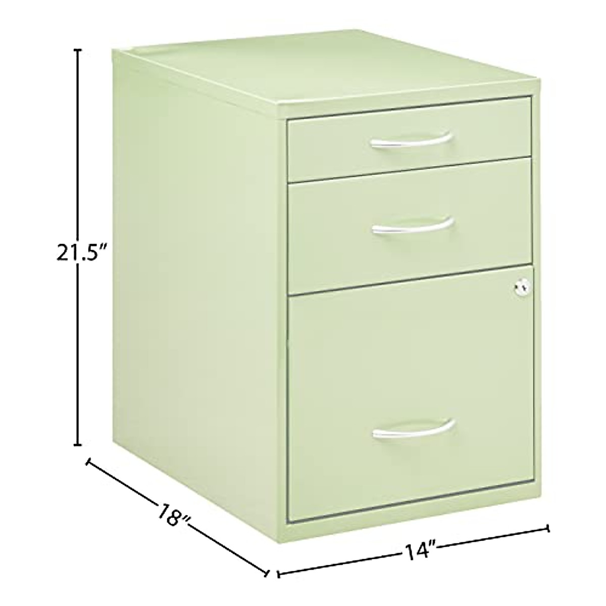 OSP Home Furnishings HPB Heavy Duty 3-Drawer Metal File Cabinet for Standard Files and Office Supplies, Green Finish