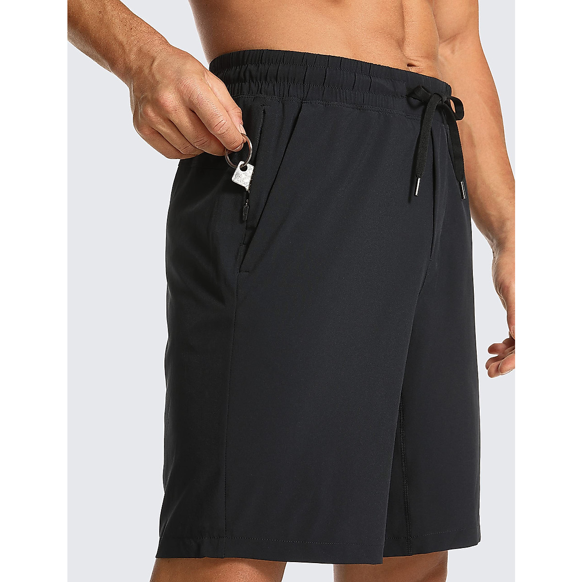 CRZ YOGA Men's Linerless Workout Shorts - 9'' Quick Dry Running Sports Athletic Gym Shorts with Pockets Black Large