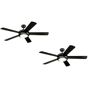 Westinghouse Lighting 78016 Westinghouse Comet 52-Inch Matte Indoor Ceiling Fan, Light Kit with Frosted Glass (Black 2 Pack)