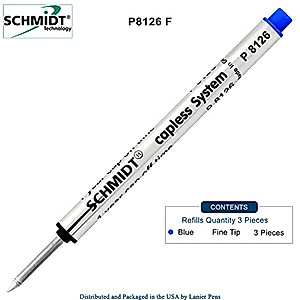 3 Pack - Schmidt P8126 Short Capless Rollerball - Blue Ink