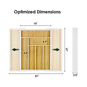 Cozee Bay Bamboo Bag Storage Organizer and Drawer Organizer Bundle for Kitchen Drawer (White)