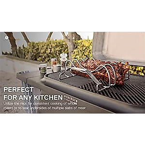 Everdure Rib Rack for Smoking and Grilling, Stainless Steel Meat Rack for Charcoal or Smoker Grill with Easy Grip Handles, Great for Whole Roasts or Racks of Ribs, Dishwasher Safe