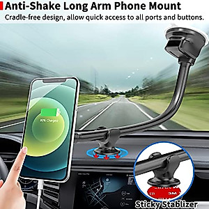Windshield Car Phone Mount Long Arm, APPS2Car 13 Inches Gooseneck Magnetic Window Mobile Holder for Truckers Drivers Semi Truck SUV MPV Vehicle Compatible with All iPhone Samsung Phones iPad Mini