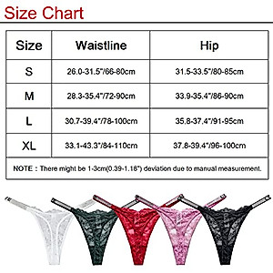 Women's Cotton Thong Panty Sexy Cute See Through Thongs Low Rise Underwear G String Panties 3 Pack Set for Every Day Size L