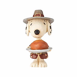 Enesco Peanuts by Jim Shore Thanksgiving Snoopy Pilgrim Miniature Figurine, 3.5 Inch, Multicolor