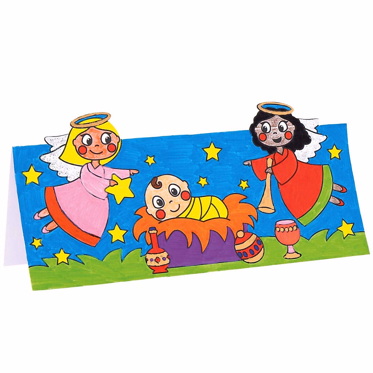 Baker Ross AX564 Nativity Pop up Cards - Pack of 10, Christmas Cards for Kids to Color in, Great for Arts and Crafts