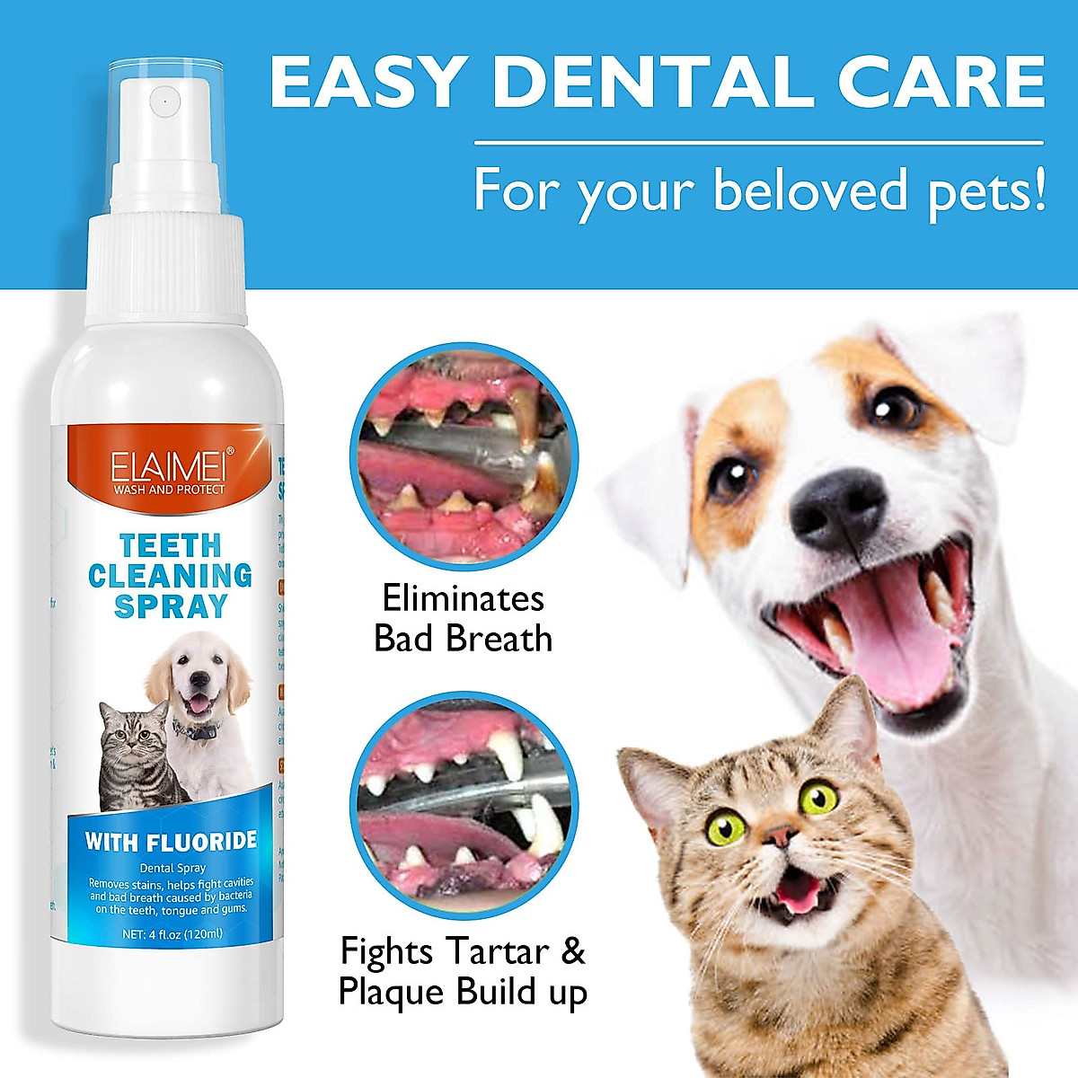 Dog Breath Freshener, Dog Teeth Cleaning Spray, Freshens Breath Instantly, Dog Dental Spray, Pet Fresh Breath Dental Spray, Dog Mouthwash Without Brush Fights Tartar (1pack)