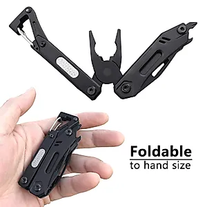 XGIZMOO Multi Tool Pocket Knife 9-in-1 Multipurpose Gadgets with Pliers, Screwdriver, Saw, Cutter, File, Buckle, Survival Gear With Nylon Sheath, 30CR13 Steel (Black)