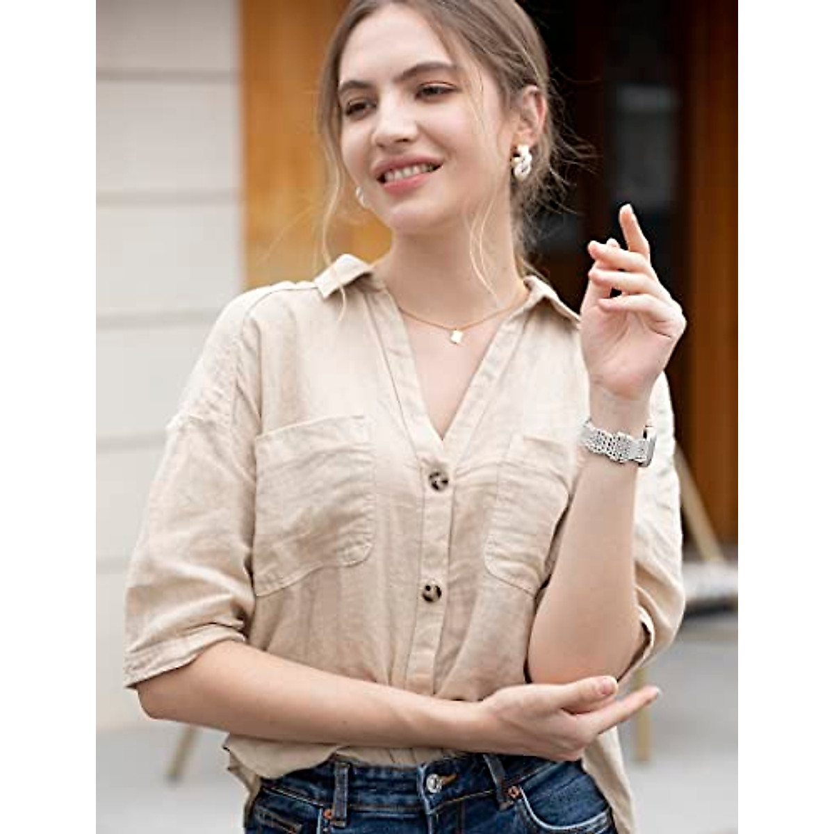 TOYOUTHS Compatible with Apple Watch Band Lace Women Flower Cut-outs Stretchy Silicone Breathable Waterproof Strap for iWatch Series 9/8/7(41mm), Series SE/6/5/4(40mm), Series 3/2/1(38mm), Starlight