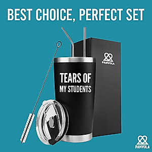 Panvola Tears Of My Students Vacuum Insulated Tumbler Teacher Gifts From Student Funny College Professor Dad Mom Son Daughter Graduation Appreciation Drinkware Travel Mug (20 oz, Black)