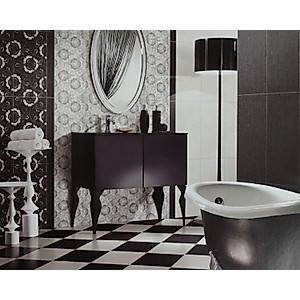 8x8 Subway Square Porcelain Floor Wall Tile Matte Finish for Backsplash Kitchen, Accent Decor, Bathroom Shower Tile (Black, Box of 30 Pieces (12.7 sq.ft))