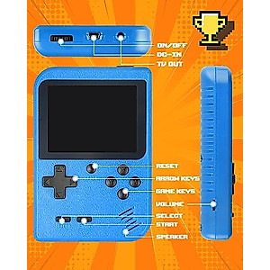 Hikonia Handheld Game Console,Portable Retro Video Game Console with 500 Classical FC Games,3.0 Inches Screen,1020mAh Rechargeable Battery,Support for TV & Two Players,Gift for Kids & Adult(Blue)