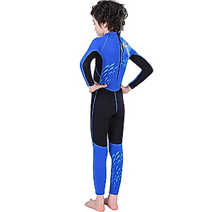 Cokarsey Kids Full Body Wetsuit 2.5mm Neoprene Back Zipper Sun Protection Thermal Swimsuit for Boys