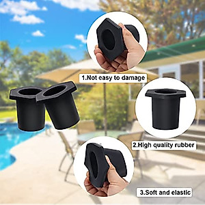 SAVITA 2pcs Table Umbrella Hole Ring, Outdoor Patio Table Umbrella Hole Insert Plug Silicone Umbrella Replacement Parts for 2-2.5 Inch Patio Table Hole, 1.5" Pool Umbrella Adapter (Black)