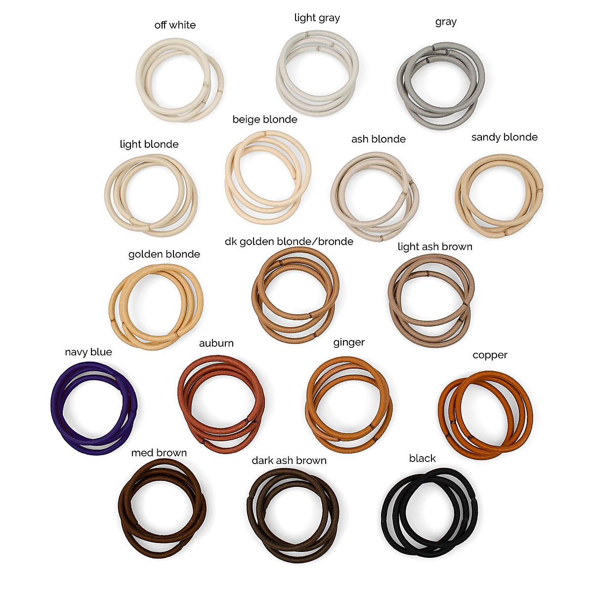 Cyndibands Elastic Hair Ties - Dark Brown - 24 Count, 4mm x 1.75 Inch Diameter Ponytail Holders