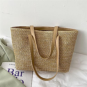 Summer Straw Bag Women Large Capacity Weave Totes Bag Handmade Rattan Beach Bag Vacation Lady Straw Shoulder Bag Pouch-2