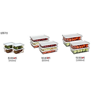 Living Innovation Kitchen Refrigerator Organizer, Fridge and Freezer Storage, Food Containers with Lids M2(4P)+L1(6P)+L2(4P) Total 14P Extended Set C