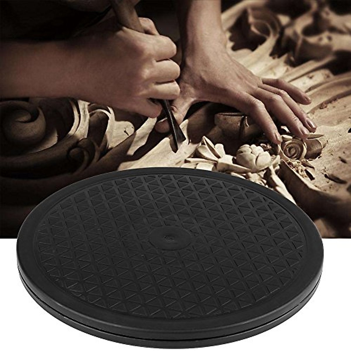 360 Degrees 10Inch Rotating Platform Model Making Spray Painting Turntable Stand 25cm Black Lazy Turntable Rotating Base Stand with Non Scratch Grooves for Display Collection, TV LCD Monitor