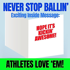 Play Strong Soccer Happy Birthday Baller Birthday Card 1-Pack (5x7) Illustrated Sports Birthday Cards Greeting Cards Awesome for Soccer Players, Coaches and Fans Birthdays, Gifts and Parties!