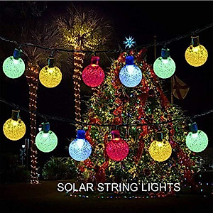 XUNATA Solar String Lights Outdoor, Waterproof 20 LED 16.4FT 8 Modes for Christmas, Home, Garden, Yard, Porch, Tree, Party, Holiday Decoration(Multi-colored)