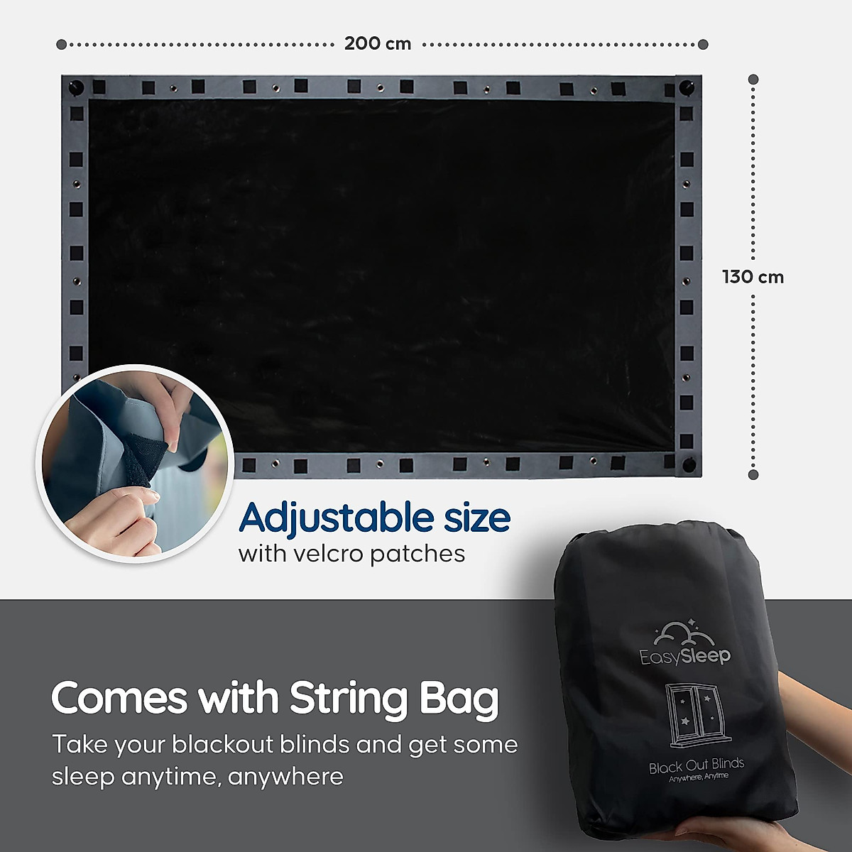 Baby Blackout Blinds with Super Suction Cups for Windows, Doors, Nursery, Children, Babies and Bedroom by EasySleep (Gray)