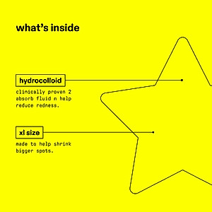 Starface XL Big Star, Large Hydrocolloid Pimple Patches, Absorb Fluid and Reduce Redness, Cute Star Shape, Vegan and Cruelty-Free Skincare (32 Count)