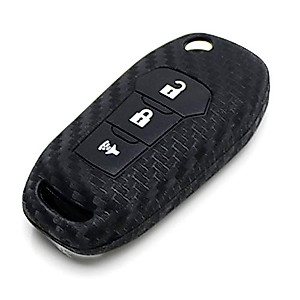 iJDMTOY Carbon Fiber Pattern Soft Silicone Key Fob Cover Compatible With 2016-2018 Ford Explorer, 2015-2019 Ford F-150, 2017-2019 Ford F-250 F-350 3-Button Flip Key (Black Twill Weave)