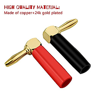 WMYCONGCONG 8 PCS 90 Degree Speaker Banana Plugs Right Angle Screw Type Banana Plug Audio Jack Connectors