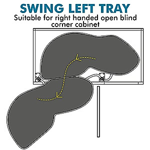 HAVEITS Blind Corner Pull Out Cabinet Organizer, Soft Close Swing Left Lazy Susan with Non-slip Trays for 36 inch Kitchen Cabinets, Heavy Duty Blind Corner Storage for Right Handed Open Cabinet